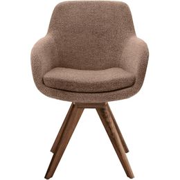 Musterring Esszimmerstuhl &raquo;Tavia&laquo; (Set) 2 Stk.Stativgestell Wildnussbaum, Drehfunktion optional, diverse Farben braun B/H/T: 62cm x 86cm x 66cm, 2 Stk., Chenille