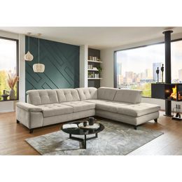 Die PlanBar Ecksofa &raquo;MP-IN18012 L-Form mit Kaltschaum-Polsterung&laquo; Sitztiefenverstellung, optional Kopfteilverstellung & Schlaffunktion beige 100% 