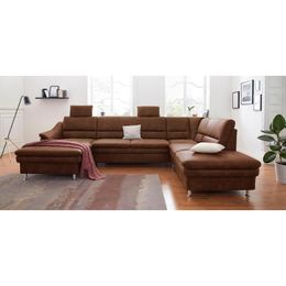 Sit & More sit&more Wohnlandschaft &raquo;Cardoso U-Form&laquo; mit Federkern und Kopfst&uuml;tzen, mit Schlaffunktion und Relaxfunktion braun Luxus-Microfaser 1 (100% Polyester)