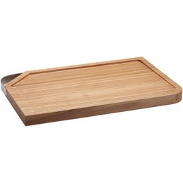 R&ouml;sle R&Ouml;SLE Schneidebrett mit Edelstahlgriff, f&uuml;r die K&uuml;che oder als Servierbrett, aus Ulmenholz braun Holzwerkstoff B/H/L: 24cm x 3cm x 36cm