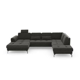 Sit & More sit&more Wohnlandschaft &raquo;Bendigo U-Form&laquo; inklusive Sitztiefenverstellung, Bodenfreiheit 15 cm, in 2 Fu&szlig;farben grau B/H/T: 332cm x 87cm x 226cm, 