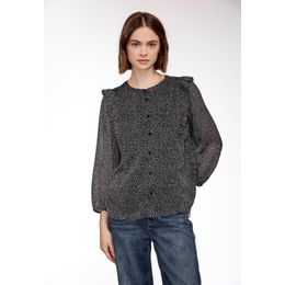 Damen Chiffonbluse, schwarz-wei&szlig;, Gr. 46, STREET ONE STUDIO, unifarben, Stoff, Obermaterial: 100% Polyester. Futter: 100% Modal, Blusen, mit