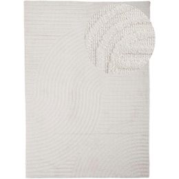 CarpetFine Teppich &raquo;Holly Zen 3&laquo; rechteckig 12 mm H&ouml;he Hoch-Tief-Effekt, geometrisch, Zeitloses Design, dekoratives Highlight beige Polyester B : 