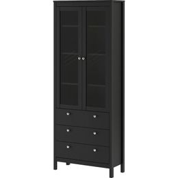 Home Affaire Vitrine &raquo;Madrid, Glasvitrine Vitrinenschrank Ausstellung Sammelvitrine&laquo; mit 2 Glast&uuml;ren und 3 Schubladen, Breite 78 cm schwarz 