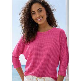 Vivance Damen 3/4-Arm-Shirt &raquo;mit sommerlicher Waffelstruktur&laquo; aus b&uuml;gelfreier Strickqualit&auml;t pink 36/38
