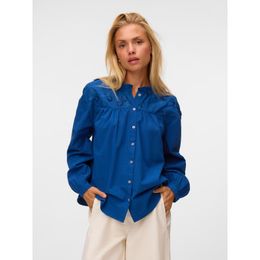 V&eacute;ro Moda Vero Moda Damen Langarmbluse &raquo;VMTUESDAY L/S DETAIL TOP WVN&laquo; Baumwolle blau M