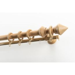 Garesa Gardinenstange &raquo;Palmo&laquo; &Oslash; 28 mm 2 l&auml;ufig-l&auml;ufig Wunschma&szlig;l&auml;nge Vorhanggarnitur aus Holz, verl&auml;ngerbar, mit Ringe/2 Lauf Gleiter braun 