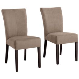 Home Affaire Esszimmerstuhl &raquo;Queen&laquo; (Set) 2 Stk.Beine aus massiver Buche, wengefarben lackiert, Polsterstuhl grau Massivholz B/H/T: 46cm x 93cm x 64cm
