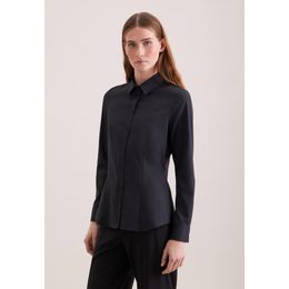 Seidensticker Damen Hemdbluse, schwarz, Gr. 46, unifarben, 93% Polyester, 7% Elasthan, Blusen, 1/1 Kragen Uni