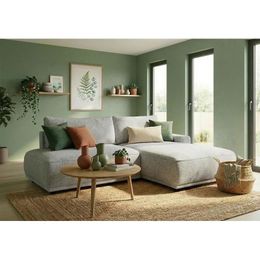 Trendmanufaktur Ecksofa &raquo;Fordon II, Schlafsofa mit Bettkasten, Couch in L-Form, Breite 250 cm&laquo; in Struktur fein LEO, haustierfreundlich, schlamm, 