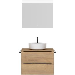 Nobilia Badm&ouml;bel-Set &raquo;Alvene&laquo; vormontiert, mit Soft-Close, 2 Stk. tlg. braun B/H/T: 80,3cmcm x 184,2cmcm x 48,5cmcm, Griffe schwarz