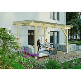 Konifera Terrassendach &raquo;Capella&laquo; Bausatz aus naturbel. Leimholz mit lichtdurchl. Polycarbonat-Pultdach beige Fichtenholz, Leimholz, Polycarbonat (PC) 