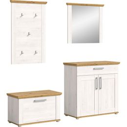 Home Affaire Garderoben-Set &raquo;COSENZA, Breite ca. 190 cm, 4-teilig, in Landhausoptik&laquo; bestehend aus: Sitzbank, Garderobenpaneel, Schuhschrank, Spiegel,
