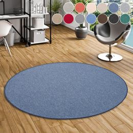OTTO home Teppich &raquo;Fortis, Schlinge, Made in Netherlands&laquo; rund 5 mm H&ouml;he Uni Farben, gekettelt, strapazierf&auml;hig, Wohnzimmer blau Kunstfaser &Oslash; 133cm 1 