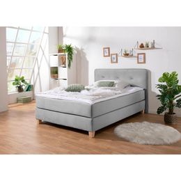 Home Affaire Boxspringbett &raquo;Fargo&laquo; inkl. Topper, in 3 Matratzenarten, in Samt- oder Strukturstoff grau Struktur fein (100% Polyester);Samtstoff (100% 