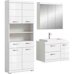 Welltime Badm&ouml;bel-Set &raquo;SIENA, 3-teilig, Waschtisch inkl. Waschbecken, Spiegel- & Hochschrank&laquo; wei&szlig; Holzwerkstoff, MDF, Spiegelglas B/H/T: 169cmcm x 