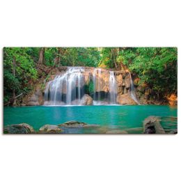 Artland Leinwandbild &raquo;Wasserfall im Wald National Park&laquo; Gew&auml;sser 1 Stk. tlg. auf Holzrahmen gespannt gr&uuml;n Leinwand B/H/T: 150cm x 75cm, Leinwandbild Gew&auml;sser 