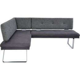K+w Komfort & Wohnen K+W Komfort & Wohnen Eckbank &raquo;Giacomo II Esszimmerbank&laquo; Flachstahlkufe in edelstahlfarbig lackiert, R&uuml;cken und Sitz gesteppt schwarz B/H/T: 207cm x 