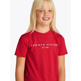 Tommy Hilfiger M&auml;dchen T-Shirt &raquo;U ESSENTIAL TEE S/S&laquo; mit Logoschriftzug rot 86