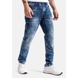 Cipo & Baxx CIPO & BAXX Herren Regular-fit-Jeans, blau, Gr. 31, Abriebeffekte, Denim/Jeans, Obermaterial: 100% Baumwolle, Jeans
