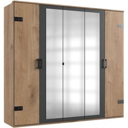 wimex Kleiderschrank &raquo;Stockholm, rustikale Optik im Industrial Design, Made in Germany&laquo; mit Spiegel, 225x58x210 cm, Made in Germany beige B/H/T: 225cm x 
