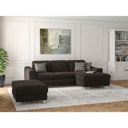 Sit & More sit&more Ecksofa &raquo;Dundee L-Form&laquo; mit Federkern und Edelstahlf&uuml;&szlig;en, wahlweise mit Kopfteilverstellung braun B/H/T: 264cm x 86cm x 175cm, Luxus-