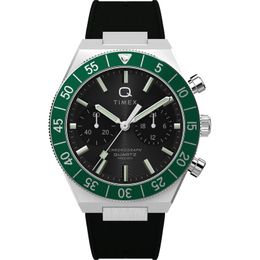 Timex Herren Quarzuhr &raquo;Q Continental Chronograph&laquo; Armbanduhr, Herrenuhr, Silikonarmband, analog, Beleuchtung gr&uuml;n Einheitsgr&ouml;&szlig;e