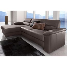 Sit & More sit&more Ecksofa &raquo;Ascara L-Form&laquo; inklusive Boxspring/Federkern-Polsterung, wahlweise mit Schlaffunktion braun NaturLEDER (echtes Rindsleder), Korpus 