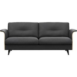 FLEXLUX 2,5-Sitzer &raquo;Glow Sofa, Couch,&laquo; Premium-Sitz: Kaltschaum & Federkern, Arml. Walnuss, Fu&szlig; schwarz schwarz 100% Echteder B/H/T: 191cm x 81cm x 