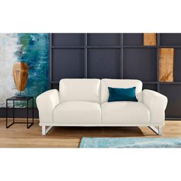 W.Schillig 2-Sitzer &raquo;montanaa elegant und edel, bequem, Federkernunterfederung&laquo; mit Metallkufen in Chrom gl&auml;nzend, Breite 192 cm wei&szlig; B/H/T: 192cm x 
