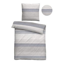 Biberna Bettw&auml;sche &raquo;0840516&laquo; 2 Stk. kuschelig warm, samtweich, Melange, 100% Baumwolle, made in Germany blau Flanell, Obermaterial: 100% Baumwolle B/L: 135cm 
