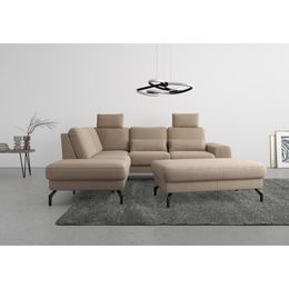 Sit & More sit&more Ecksofa &raquo;Cinturo L-Form&laquo; inklusive Sitztiefenverstellung und Federkern, Sitzh&ouml;he 48 cm grau B/H/T: 260cm x 91cm x 226cm, Soft clean, Ottomane