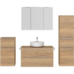 Nobilia Badm&ouml;bel-Set &raquo;Alvene&laquo; vormontiert, mit Soft-Close, 4 Stk. tlg. braun B/H/T: 210cmcm x 184,2cmcm x 48,5cmcm, Griffe edelstahlfarbig