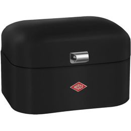Wesco Brotkasten &raquo;Single Grandy - Brotdose&laquo; L&uuml;ftungsl&ouml;cher auf der R&uuml;ckseite, Metallschaniere schwarz Stahlblech B/H/L: 26,8cm x 17,5cm x 22cm