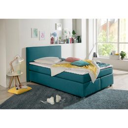 Home Affaire Boxspringbett &raquo;Eliana&laquo; inkl. Topper, in 4 Breiten, 3 Matratzenarten und 2 H&auml;rtegraden blau Struktur fein, Liegefl&auml;che B/L: 120cm x 200cm 