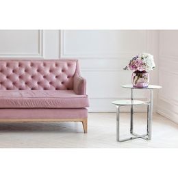 Kayoom Beistelltisch &raquo;Katris, Ausgefallenes Gestell aus stabilem Edelstahl&laquo; 1 Stk. tlg. ausgefallenes Gestelldesign aus Edelstahl, zwei Ablagefl&auml;chen silber 