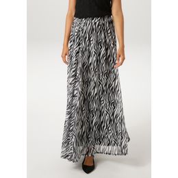 Aniston CASUAL Damen Maxirockschwarz, wollwei&szlig;, Gr. 38, gemustert, Georgette, Obermaterial: 100% Polyester. Futter: 100% Polyester, R&ouml;cke, im