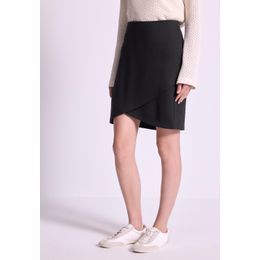 Damen Wickelrock, schwarz, Gr. 44, STREET ONE STUDIO, unifarben, Stoff, 70% Viskose, 25% Polyester, 5% Elasthan, R&ouml;cke, in Wickel-Optik