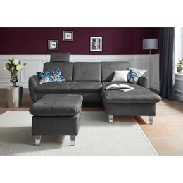 Sit & More sit&more Ecksofa &raquo;Daytona L-Form&laquo; mit Federkern, einer Kopfst&uuml;tze und wahlweise mit Schlaffunktion grau B/H/T: 245cm x 93cm x 164cm, Luxus-Microfaser 