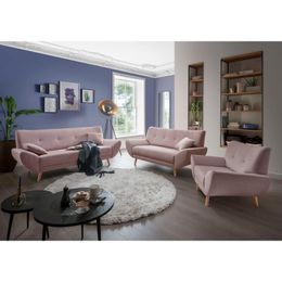 Home Affaire Polstergarnitur &raquo;Basta&laquo; 3 Stk. tlg. Komfortable Wellenunterfederung rosa 100% Polyester B/H/T: 80cm x 82cm, Chenille-Struktur
