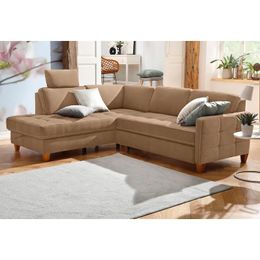 Home Affaire Ecksofa &raquo;Earl L-Form&laquo; wahlweise auch mit Schlaffunktion oder Schlaffunktion mit Bettkasten braun Luxus-Microfaser in Lederoptik (100% 