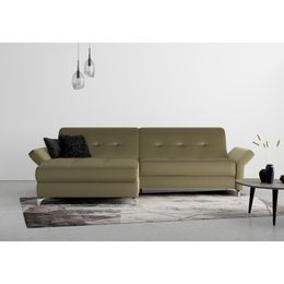 Home Affaire Ecksofa &raquo;Maredo L-Form&laquo; Federkern, wahlweise auch mit Kopfteil- und Armlehnverstellung gr&uuml;n 100% Polyester B/H/T: 284cm x 89cm x 179cm, 
