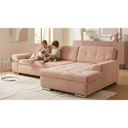 OTTO home Ecksofa &raquo;Tornby 268 x 178 cm, mit Steppungen, modern & stabil&laquo; mit Schlaffunktion, L-Form, aus Pet Friendly Bezug beige 100% Polyester B/H/T