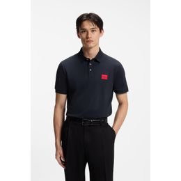 Hugo Herren Poloshirt "Dereso", schwarz, Gr. L, unifarben, Jersey, Obermaterial: 100% Baumwolle, Shirts, Slim Fit, Kurzarm, Hugo Weblabel