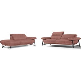 Egoitaliano Sofa &raquo;Anais, Design mit hohem Sitzkomfort, Fu&szlig;farbe schattengrau&laquo; Set, Kopfteil verstellbar, Luxus-Microfaser, cedar wood braun Luxus-Microfaser, 