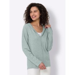 Heine Damen Kapuzenstrickjacke, gr&uuml;n, Gr. 36, meliert, unifarben, 50% Viskose, 28% Polyester, 22% Polyamid, Strickjacken