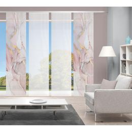 Vision S Schiebegardine &raquo;MARMOSA 4er SET&laquo; Paneelwagen 4 Stk. tlg. Bambus-Optik, Digital bedruckt rosa Polyester 260cm, Paneelwagen, 60cm