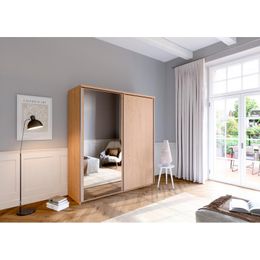 Priess Schwebet&uuml;renschrank &raquo;Arnsberg&laquo; mit Spiegel braun Holzwerkstoff Livorno Buche, B/H/T: 187cm x 211cm x 64,5cm, T&uuml;ren: 2 Stk., Basisausf&uuml;hrung