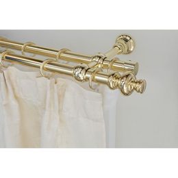 Garesa Gardinenstange &raquo;ANDREA&laquo; &Oslash; 20 mm 2 l&auml;ufig-l&auml;ufig Wunschma&szlig;l&auml;nge Vorhanggarnitur, verl&auml;ngerbar, Endknopf Profil gro&szlig;, mit Ringen grau Metall B/L: