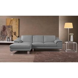 Egoitaliano Ecksofa &raquo;Shakira, Design & Sitzkomfort auf hohem Niveau, Breite 236cm, L-Form&laquo; mit Recamiere, L-Form, edle F&uuml;&szlig;e grau Leder &raquo;BULL&laquo; (echtes Rindsleder).